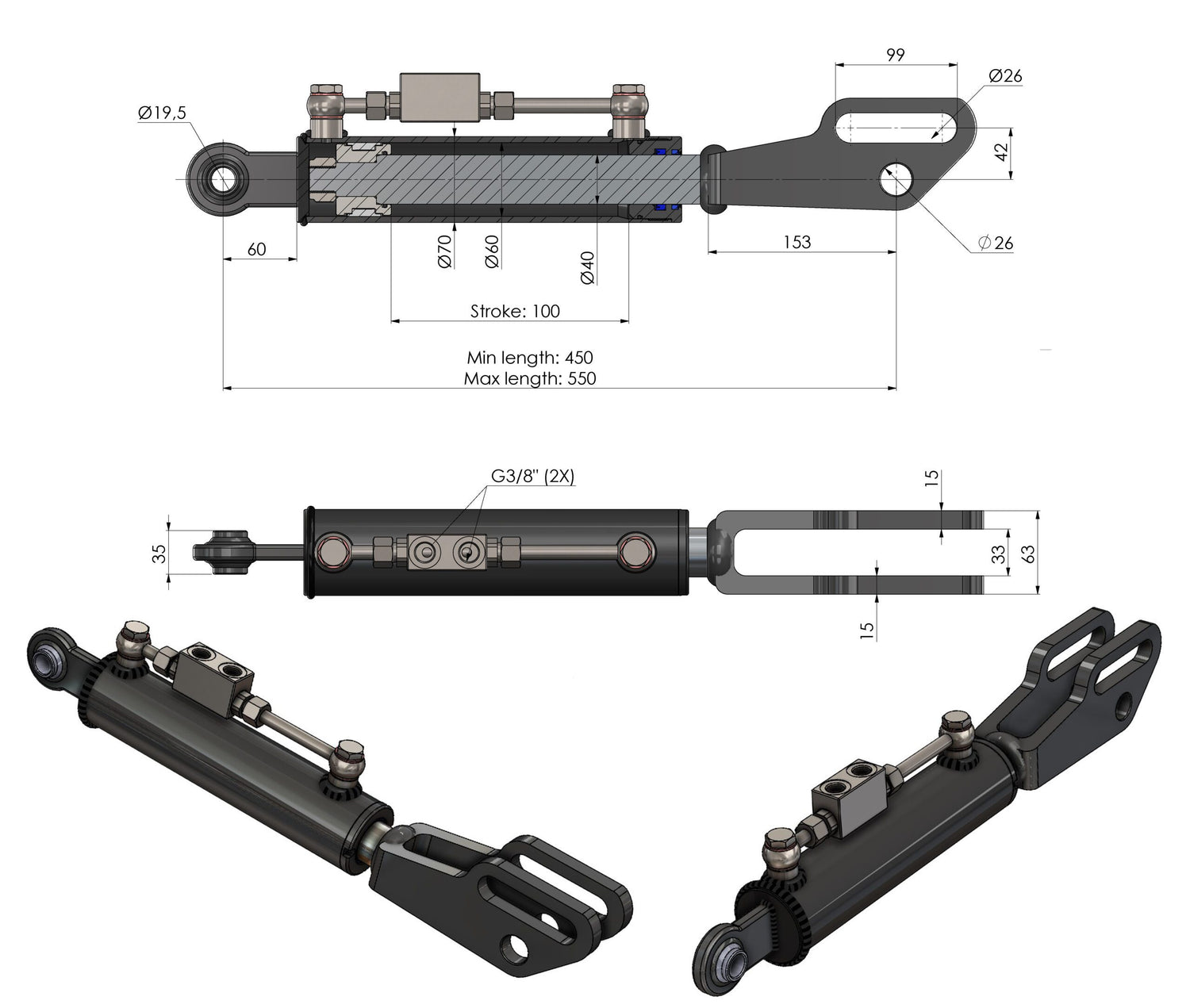 Hydraulic Side Link Cat 3 for Tractors | Spare Parts Holland